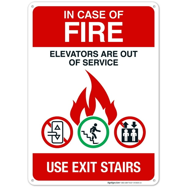 In Case Of Fire Elevators Are Out Of Service Use Exit Stairs Sign, Fire ...