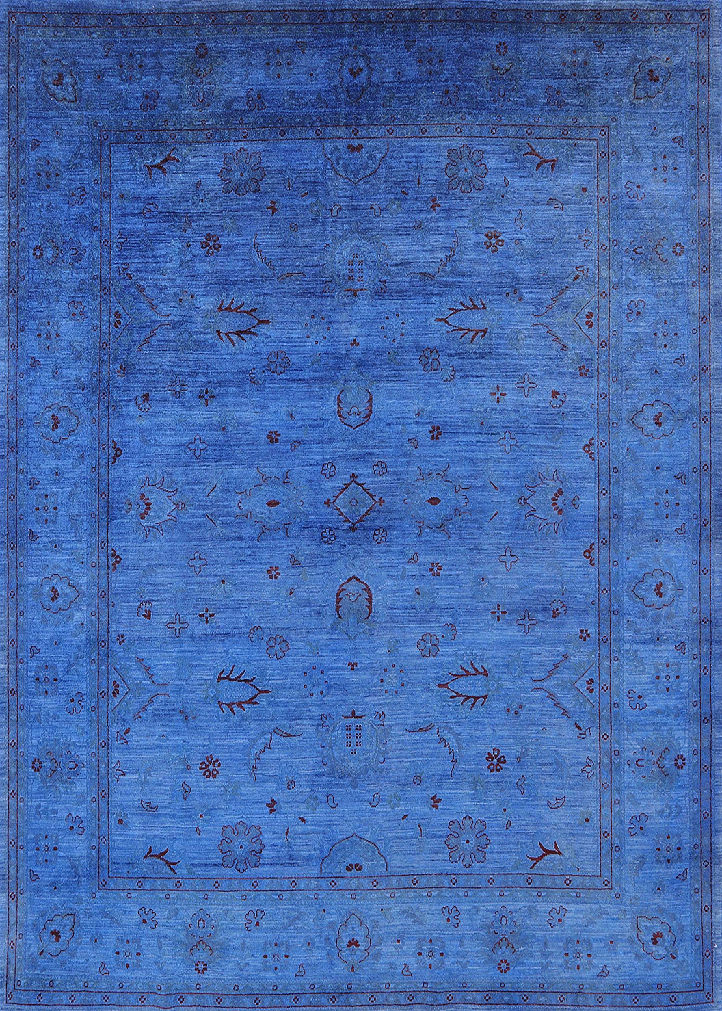 Ahgly Company Indoor Rectangle Mid-Century Modern Neon Blue Oriental ...