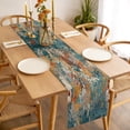 Brown Green Copper Rust Cotton Linen Table Runner Abstract Vintage ...
