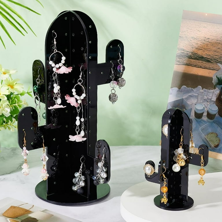 160 Holes Cactus Earring Holder Black Earring Display Stand Jewelry Holder Organizer Acrylic Stud Earring Stand for Selling Retail Show Personal