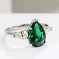 14K White Gold Plated 2Ct Pear Cut Simulated Emerald Three Stone Women ...