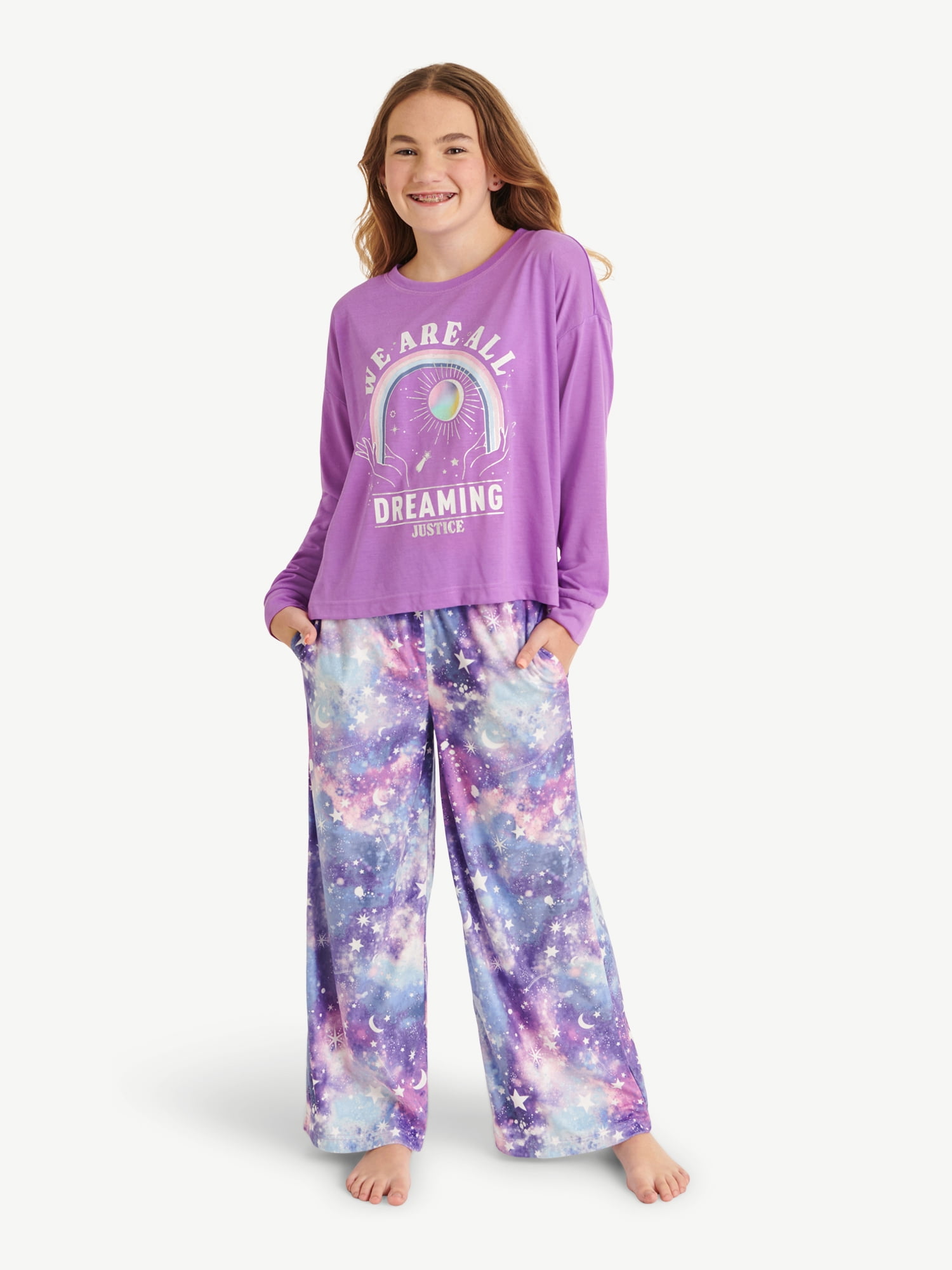 Justice Holiday Girls Pajama Dream Set, 2-piece Pajama Set, Sizes 5-18 ...