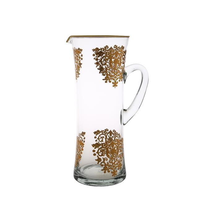 Classic Touch GPG208 Glass Water Pitcher with Rich Gold Artwork - 4 x ...