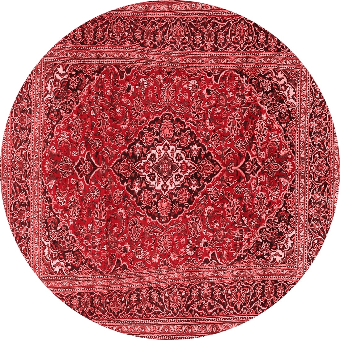 Ahgly Company Indoor Round Medallion Red Traditional Area Rugs, 8 ...
