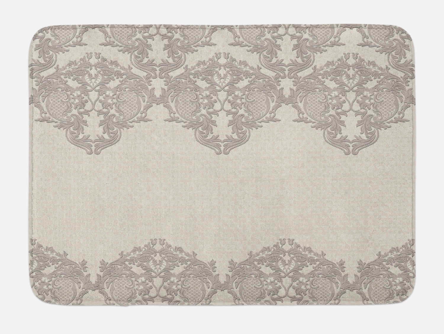 Taupe Bath Mat, Lace Like Framework Borders with Arabesque Details ...