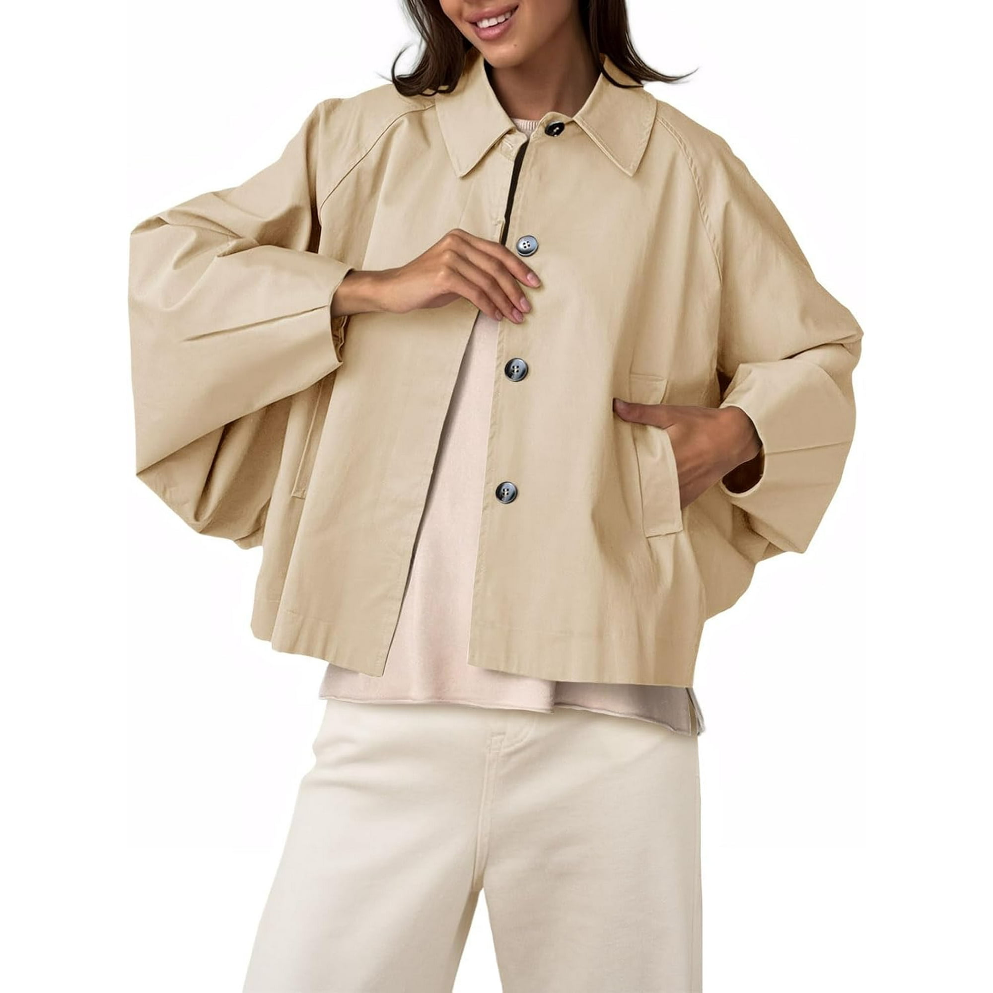 Click here for Flafree Womens Cropped Jacket Lightweight Batwing... prices