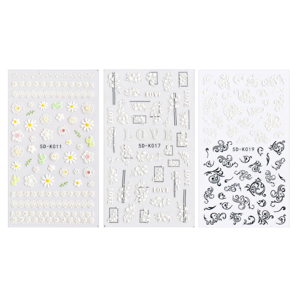 5D Stereoscopic Embossed Nail Art Stickers Nail Designs for Women DIY ...