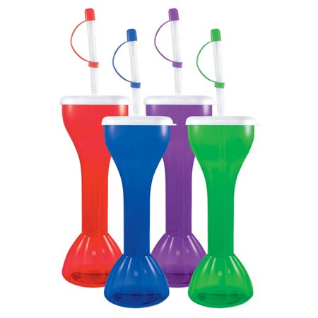 12 oz. Assorted Color Micro Yarder with Lid and Straw - 50/Case ...