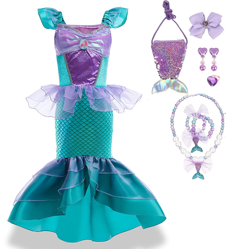 Little Girl Mermaid Princess Dresses Birthday Party Halloween Cosplay ...