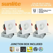 Sunlite 2-Inch LED Round Regressed Downlight Fixture, 15 Watts, 1055 ...