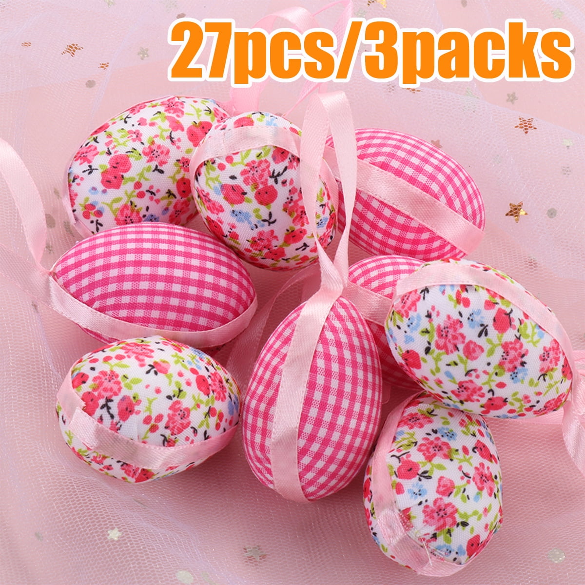 Vnanda 27Pcs/3Packs Hanging Foam Easter Eggs Speckled Eggs Ornaments ...