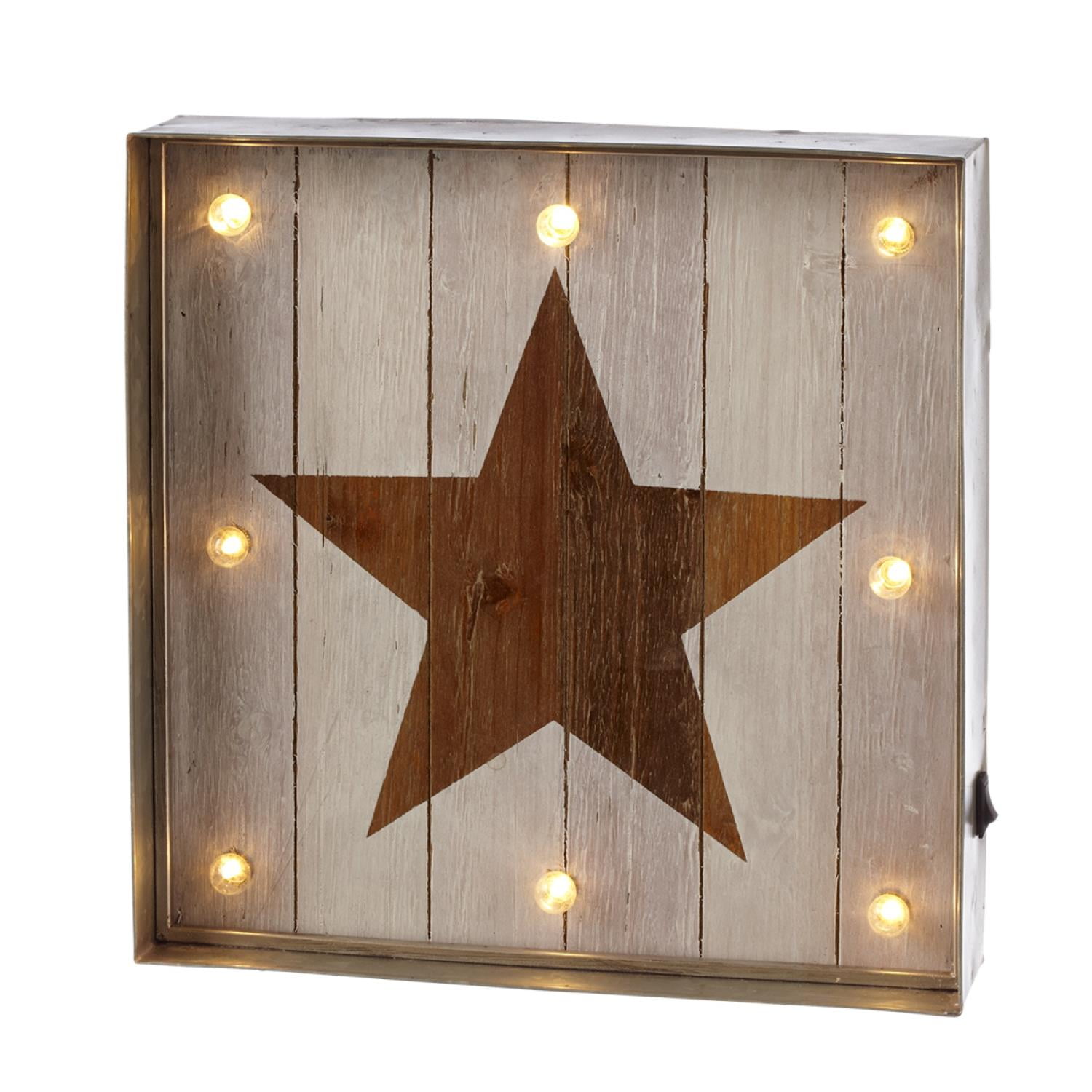 CBK Mdf Galvanized Framed Lighted Star Wall Decor 126178 - Walmart.com