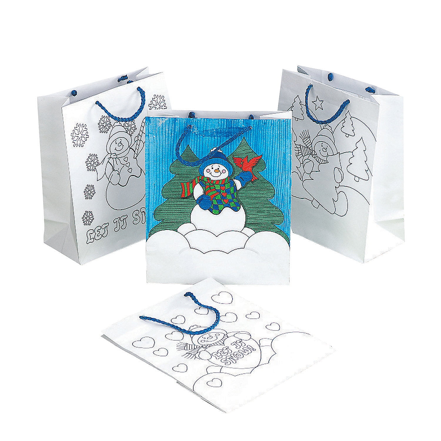 Color-Your-Own Snowman Gift Bags - Party Supplies - 12 Pieces - Walmart.com