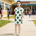 BZSMCE Short Sleeve dress Dress Casual Cotton Dresses-Green White ...