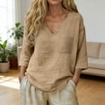 Casual Loose Fit Fashion Short Sleeve V Neck Top Soft Breathable Blend ...