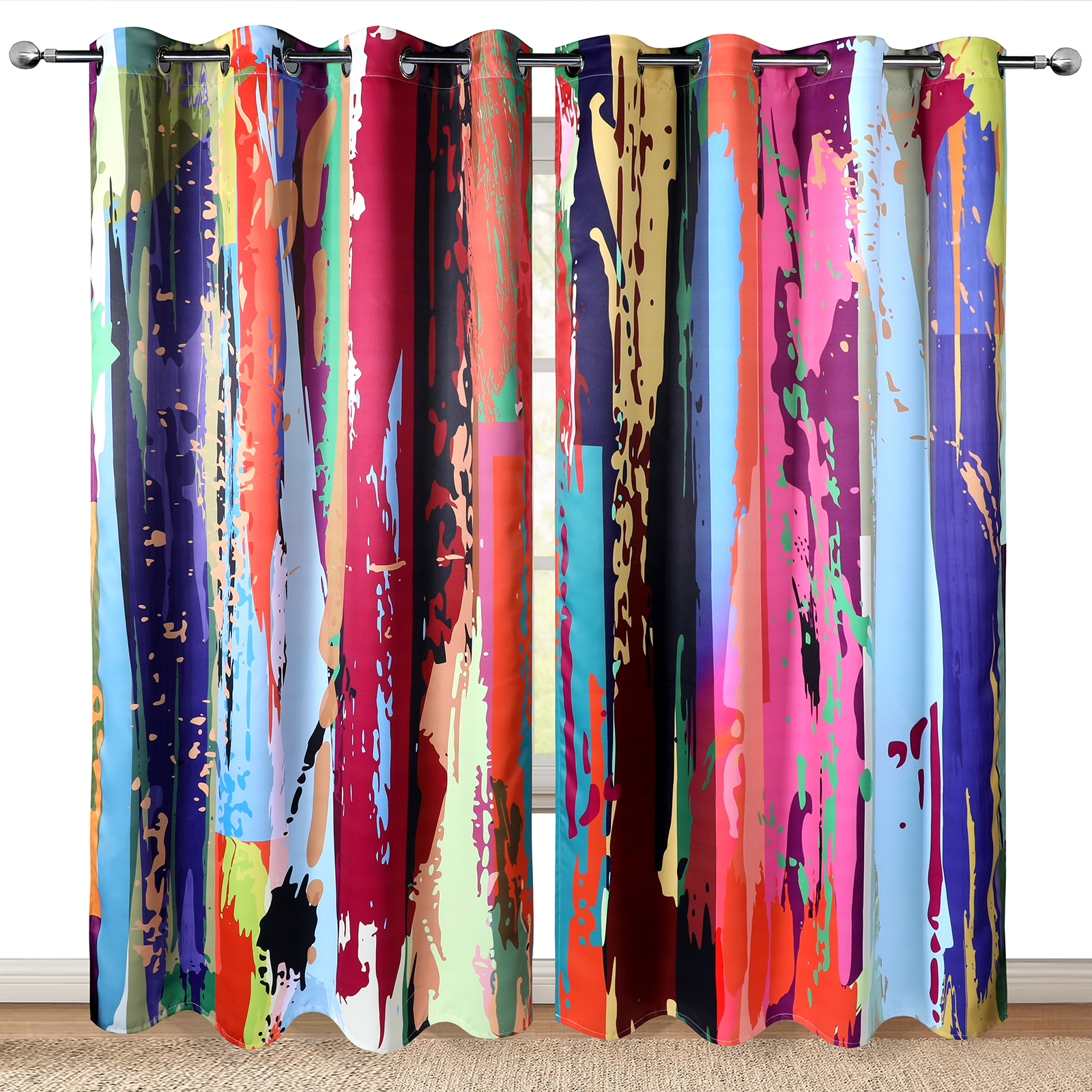 Colorful Blackout Curtains for Home Bedroom Living Room Decor Grommet ...