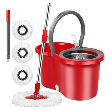 TekDeals Self-Wringing Spin Mop with Rotating Head, Stainless Steel ...