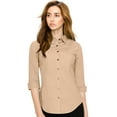 Made by Johnny Women's 3/4 Sleeve Tailored Button Down Shirts XXL KHAKI ...