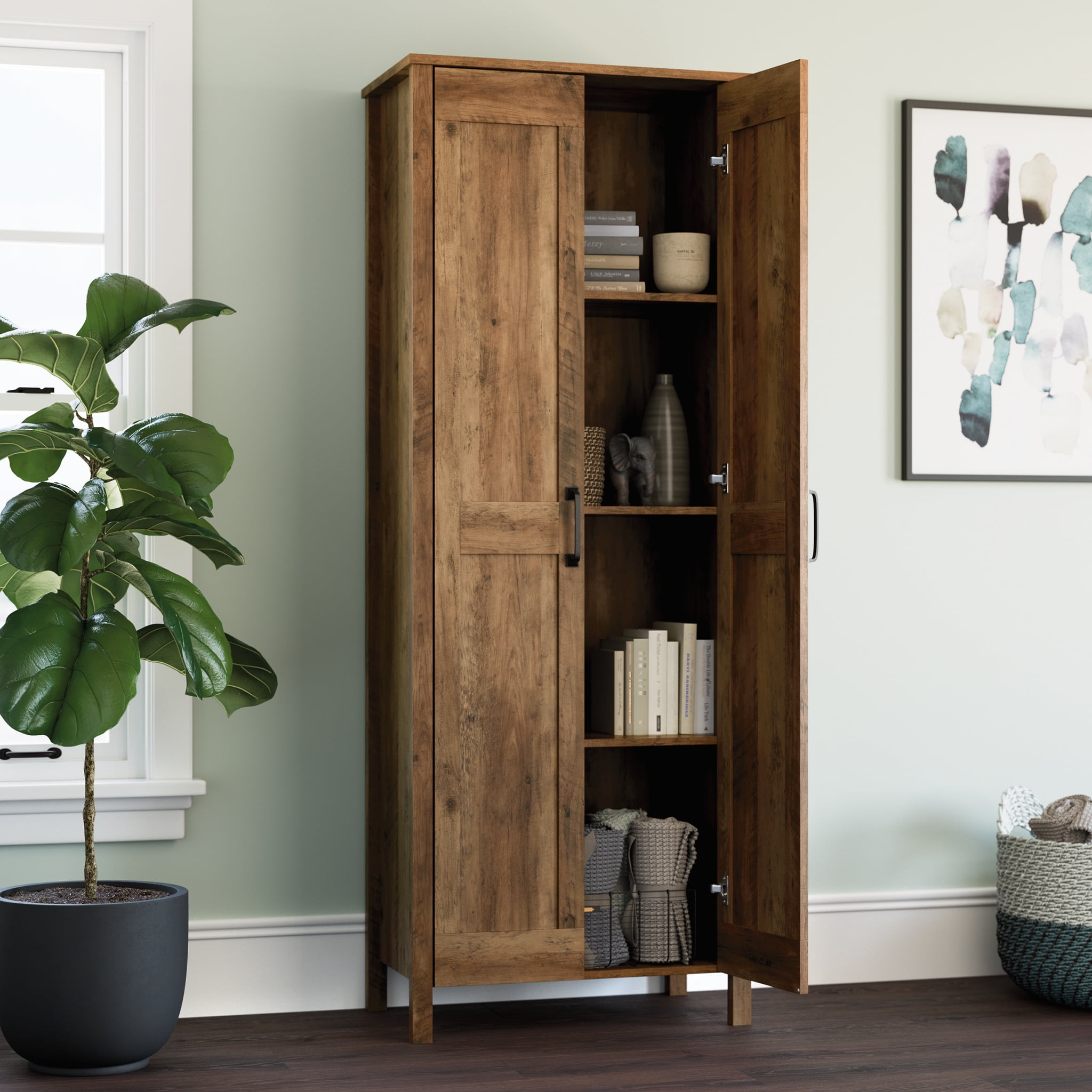 Sauder Two-Door Storage Cabinet, Rural Pine Finish - Walmart.com