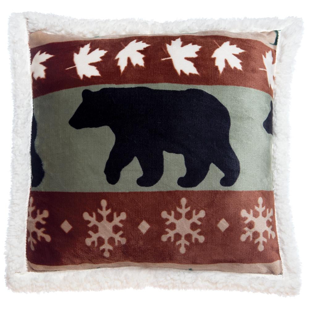 Carstens Cascade Ridge Rustic Cabin Sherpa Throw Pillow 18" x 18 ...
