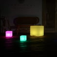 10" White LED Light Cube Stools Chair RGB Color Changing Rechargeable W ...