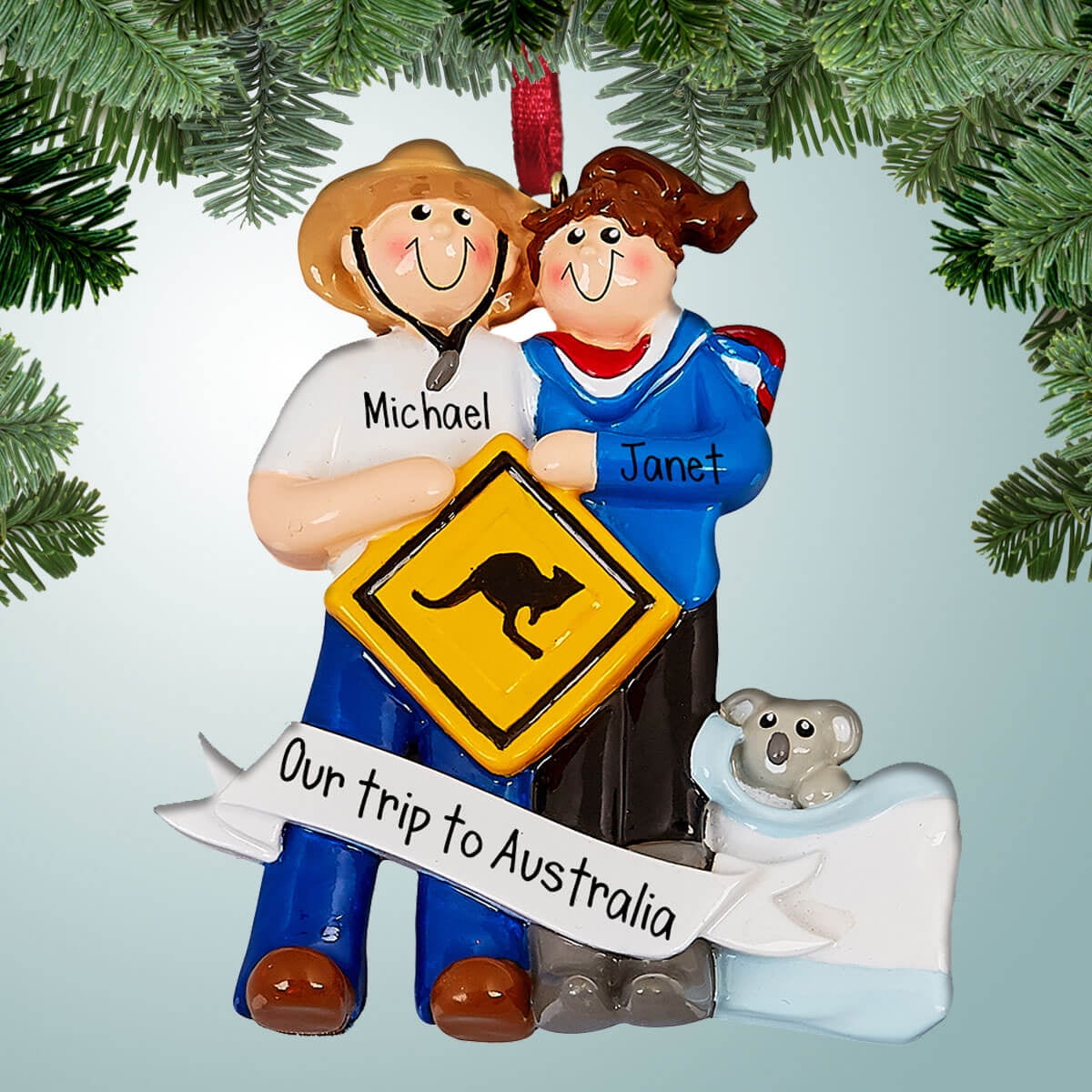 Australia Vacation Couple - Personalized Christmas Ornament - Travel ...