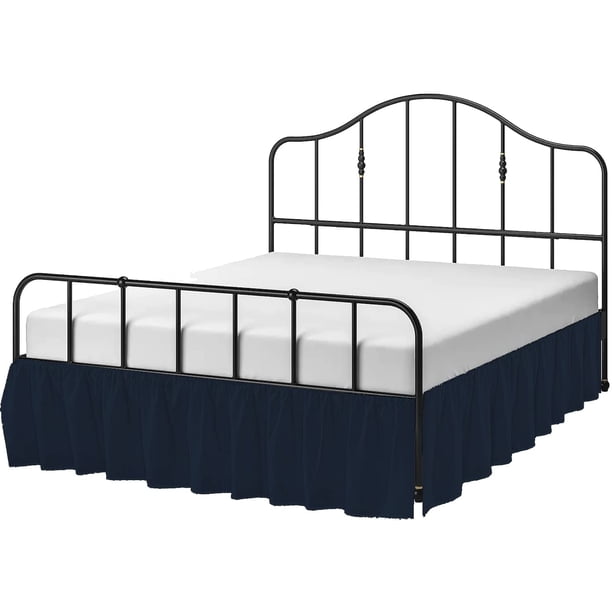 Ruffled Bed Skirt King Size With Split Corner-Navy Blue Dust Ruffle-12 ...