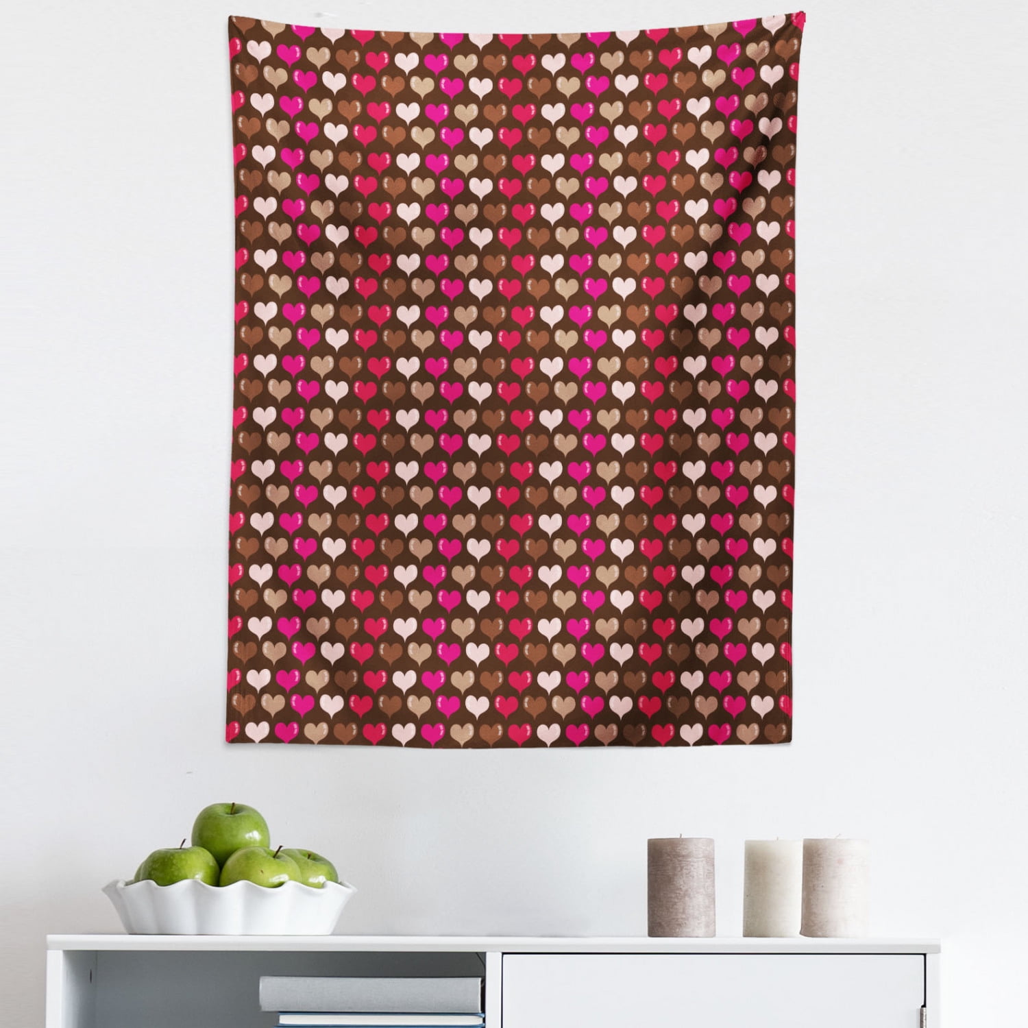 Valentine Tapestry, Romantic Heart Shapes Vibrant Love Valentines Day ...