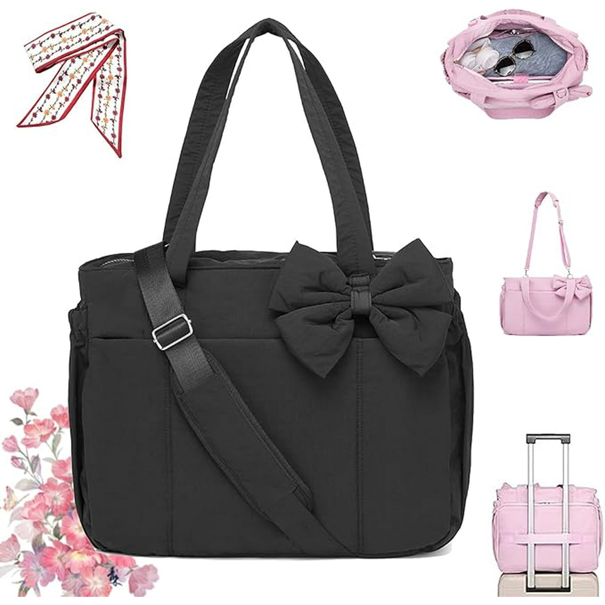 Click here for Nobrand Luvy Bag  Lightweight Crush Bow Tote Bag W... prices