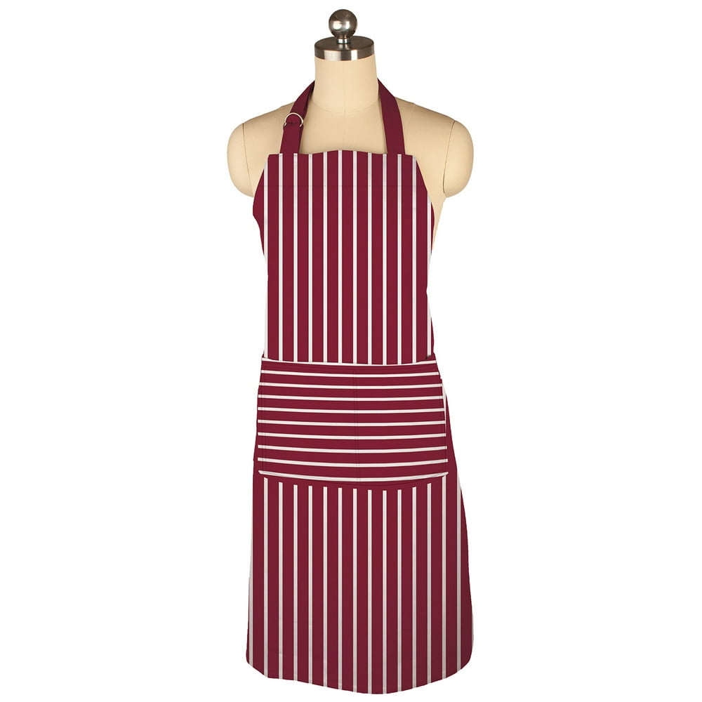 MU Kitchen Adjustable Cotton Pinstripe Apron, 35-Inches, Cabernet ...