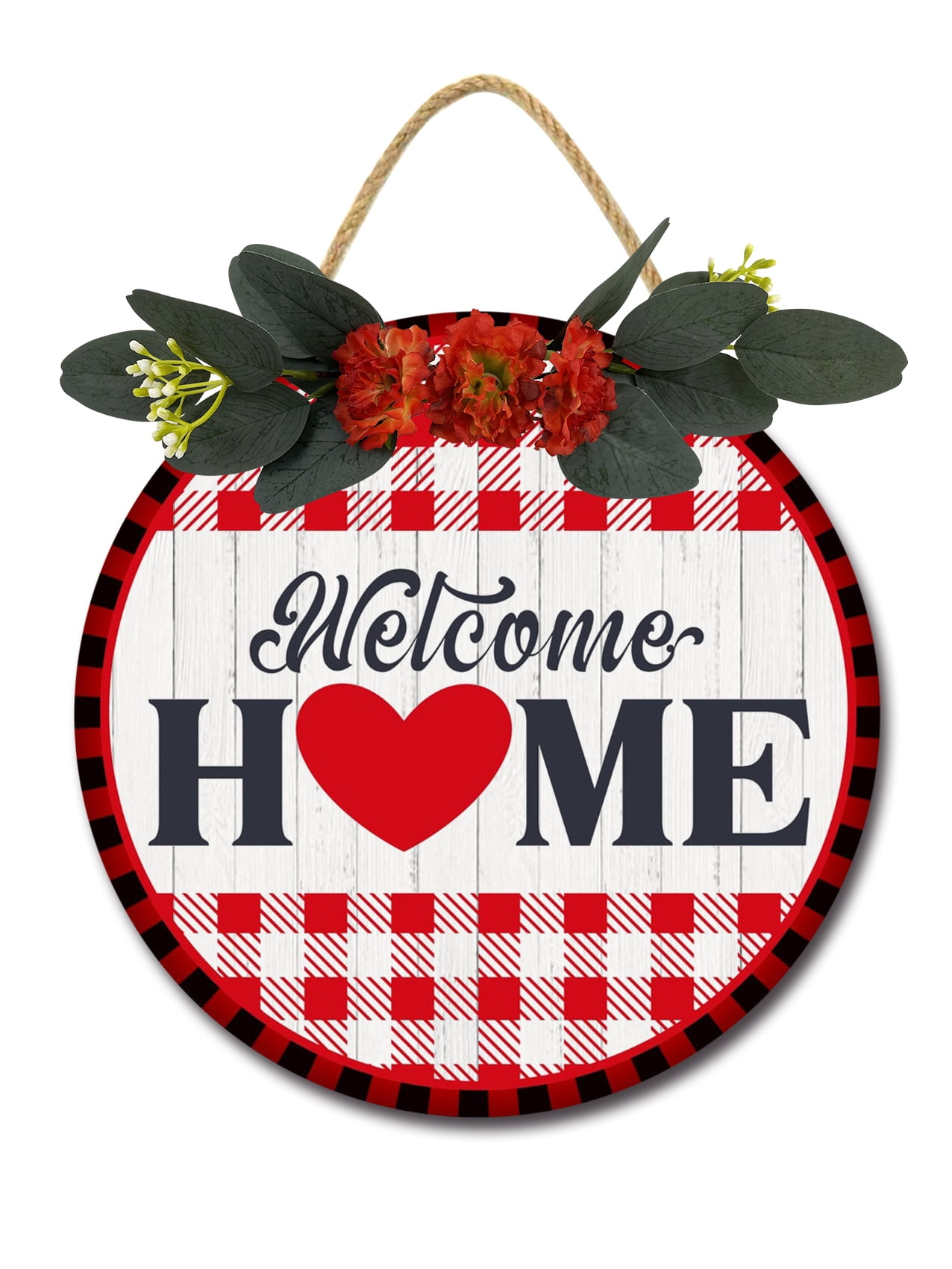 Eveokoki Welcome Home Front Door Sign Funny Wreaths Hanging Wooden ...