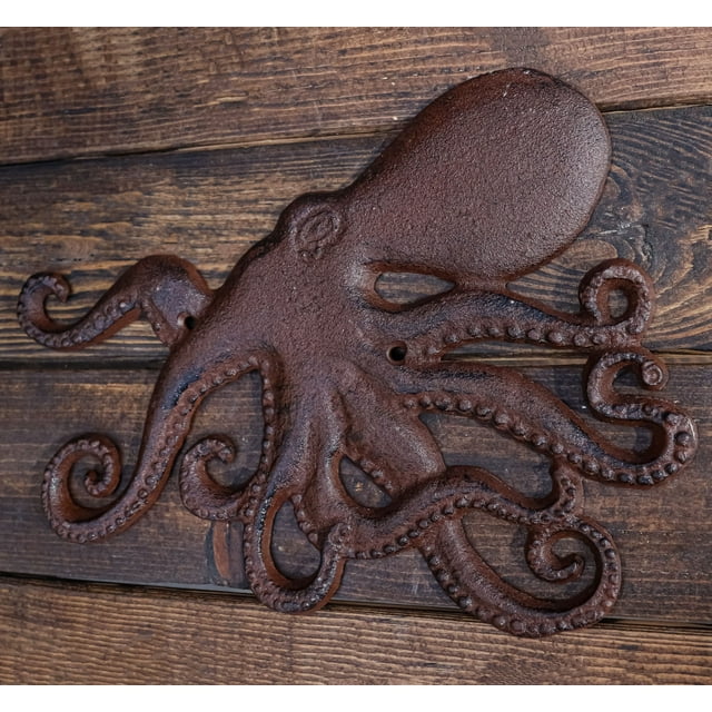 Cast Iron Nautical Marine Deep Sea Octopus Wall Decor Plaque Coastal ...