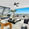 52" Black Flush Mount Ceiling Fan with Dimmable LED & Remote – Quiet DC ...