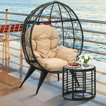 Merrick Lane Oversized Wicker Rattan Swivel Lounge Egg Chair for Indoor/Outdoor Patio, Sunroom ...