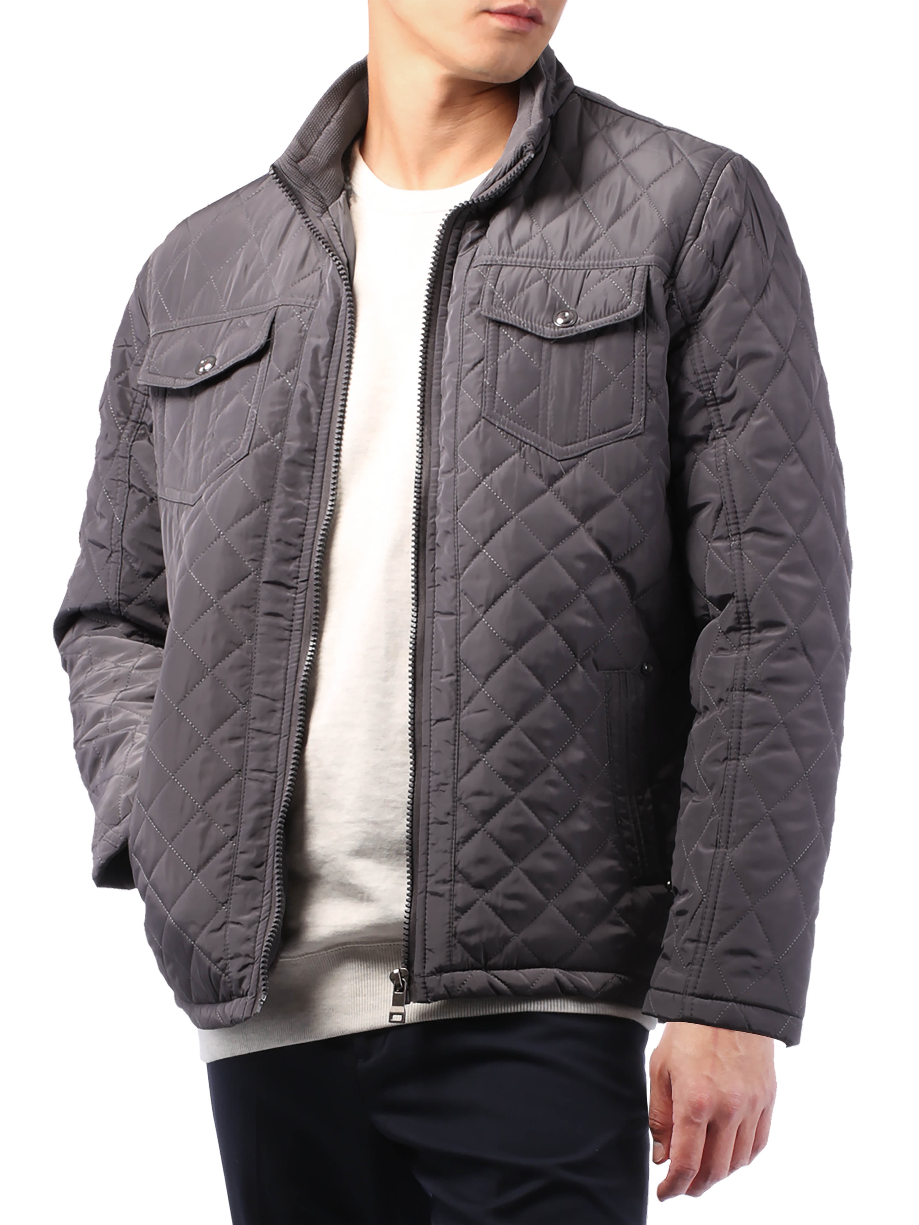 Ma Croix Mens Quilted Jacket Business Casual Diamond Fleece Lined ...