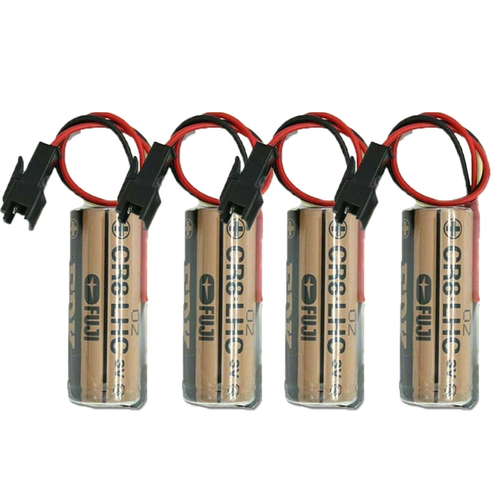 (Pack of 4) CR8.LHC 17450 3V 2600mAh Non-Rechargeable Battery for PLC CNC Data Backup Power with ...