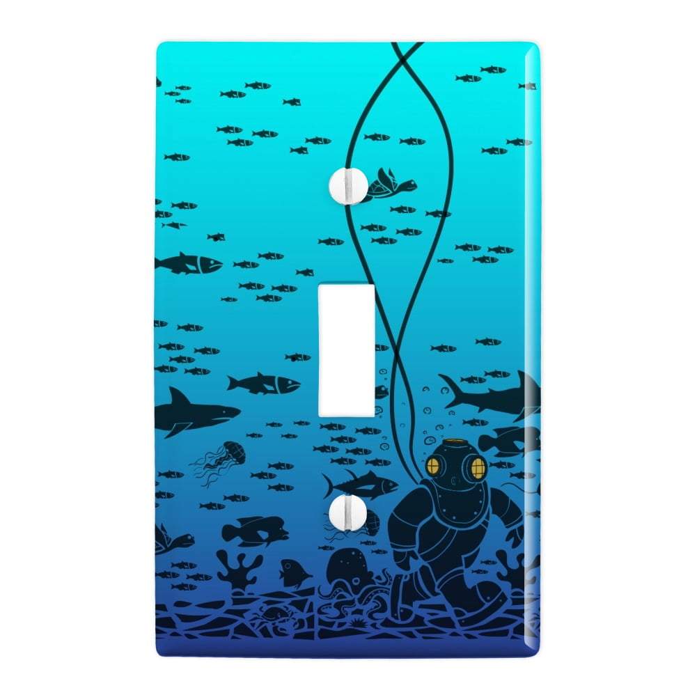 Diver Retro Ocean Sea Diving Plastic Wall Decor Toggle Light Switch ...