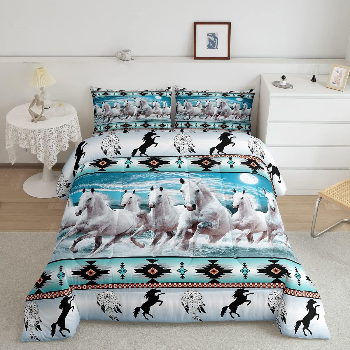 Aztec Comforter Set African Tribal Horse Printed Bedding Set,Farm ...