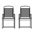 Emma + Oliver Set of 2 Black Textilene Folding Sling Style Patio Chairs ...