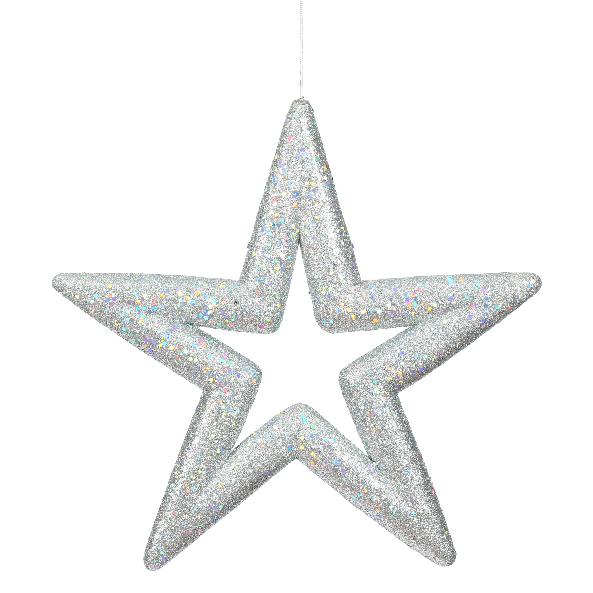 Vickerman 14" Silver Glitter Star Christmas Ornament - Walmart.com
