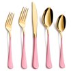MDEALY 20-Piece Gold and Pink Silverware Set for 4, 18/0 Stainless ...