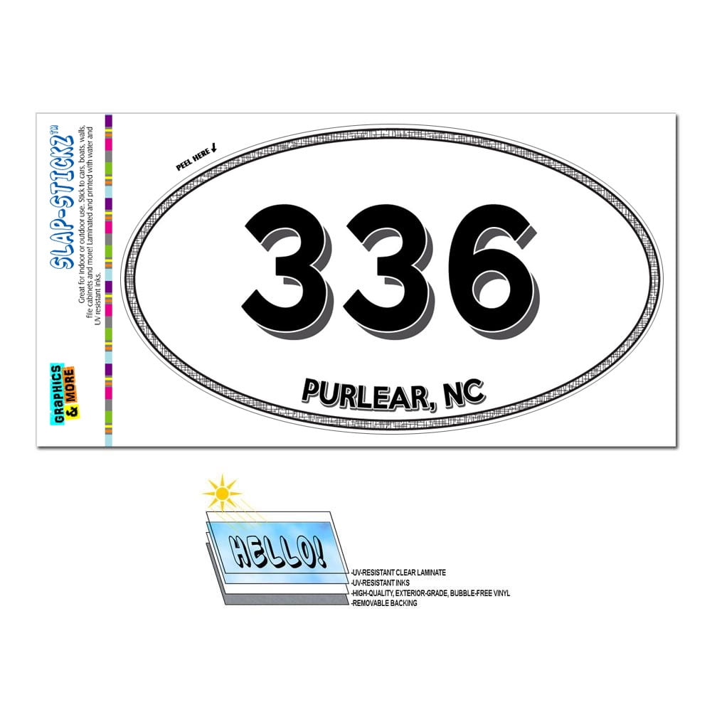 336 - Purlear, NC - North Carolina - Oval Area Code Sticker - Walmart.com