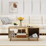 FRAPOW 40 in Coffee Table Cat Tables Living Room with Storage Cabinet ...