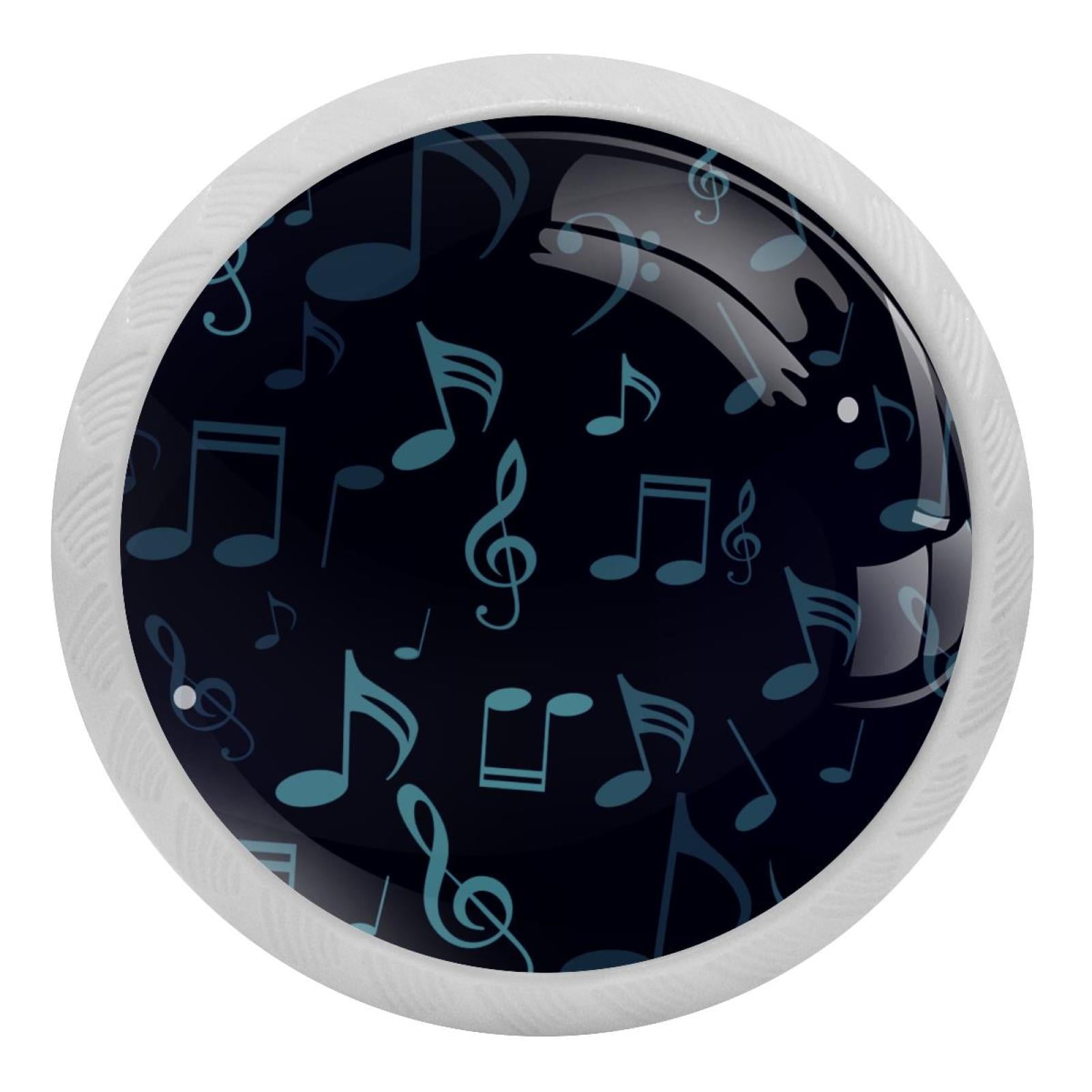 4PCS Round Music Notes Cabinet Fluorescence Knob Glowing in the Dark ...
