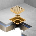 Shower Drain, Brushed Gold 4 inch Shower Floor Square Drain with Flange ...