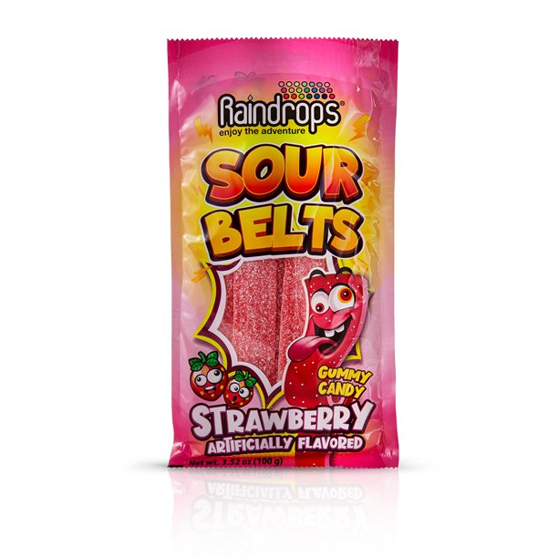 Raindrops Gummy Candy Strawberry Sour Belts, Sour and Delicious, 3-Pack ...