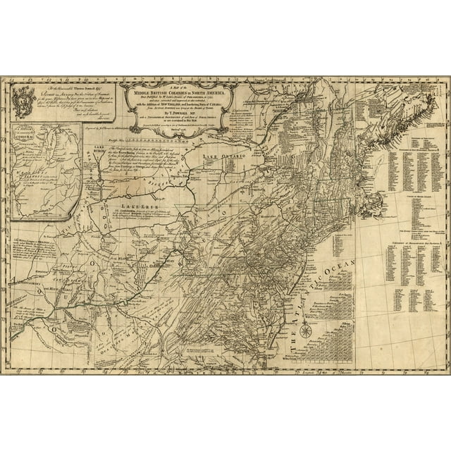 24"x36" Gallery Poster, map of British colonies in North America 1776 ...