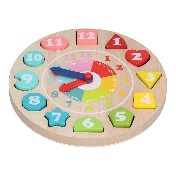 Reloj didáctico para bebés, reloj de madera con formas de clasificación ...
