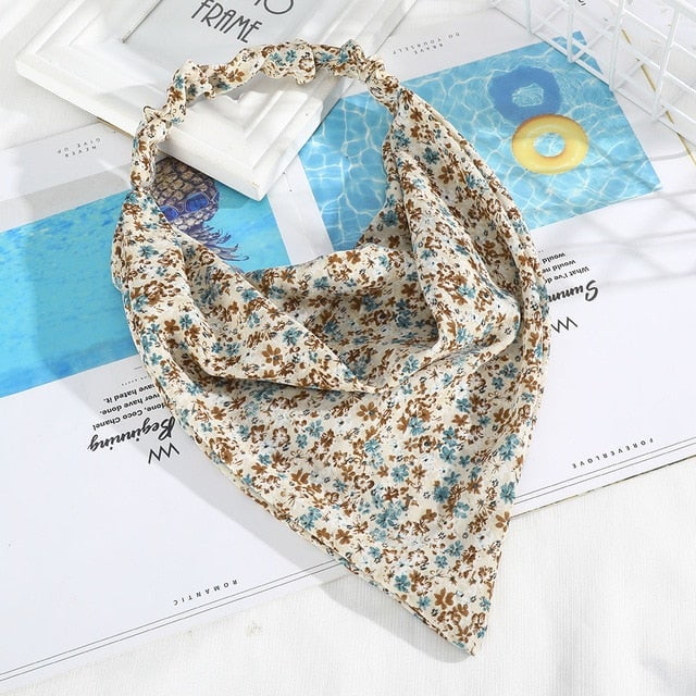 Triangular Bandana Elastic Style Head Bands in Floral Print Patterns ...