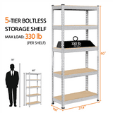 Topeakmart Strong Large 5-Tier Metal Boltless Shelving Storage Shelf ...